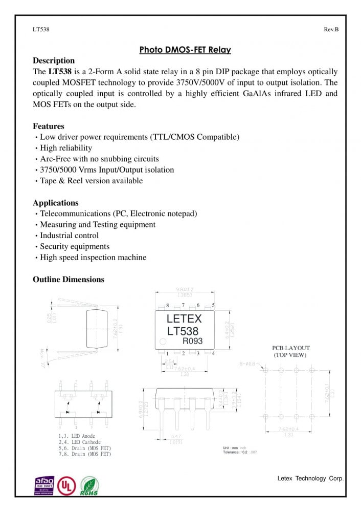 LT538 datasheet page 1