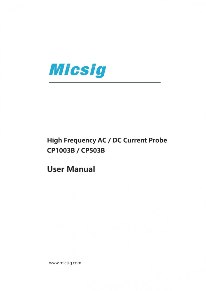 Micsig CP503B and CP1003B manual preview, page 1
