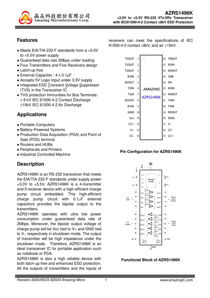 AZRS1496K technical document page 1