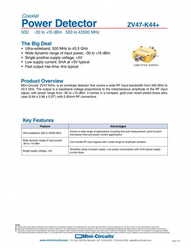 ZV47-K44+ datasheet page 1