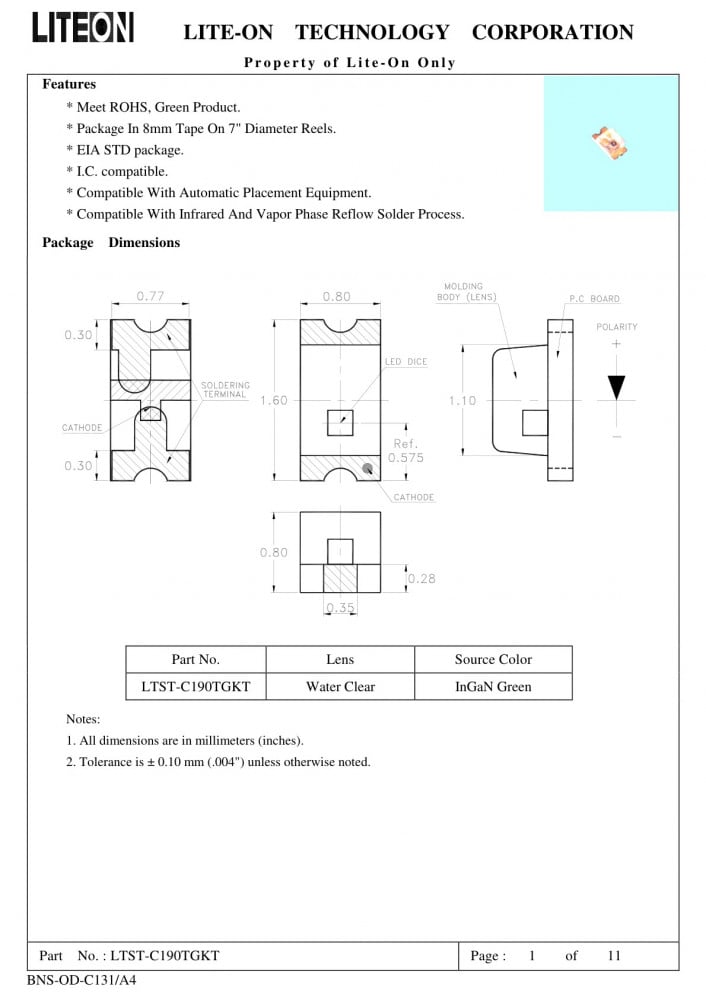 LTST-C190TGKT datasheet page 2