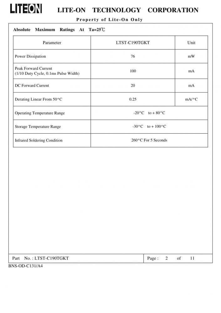LTST-C190TGKT datasheet page 3