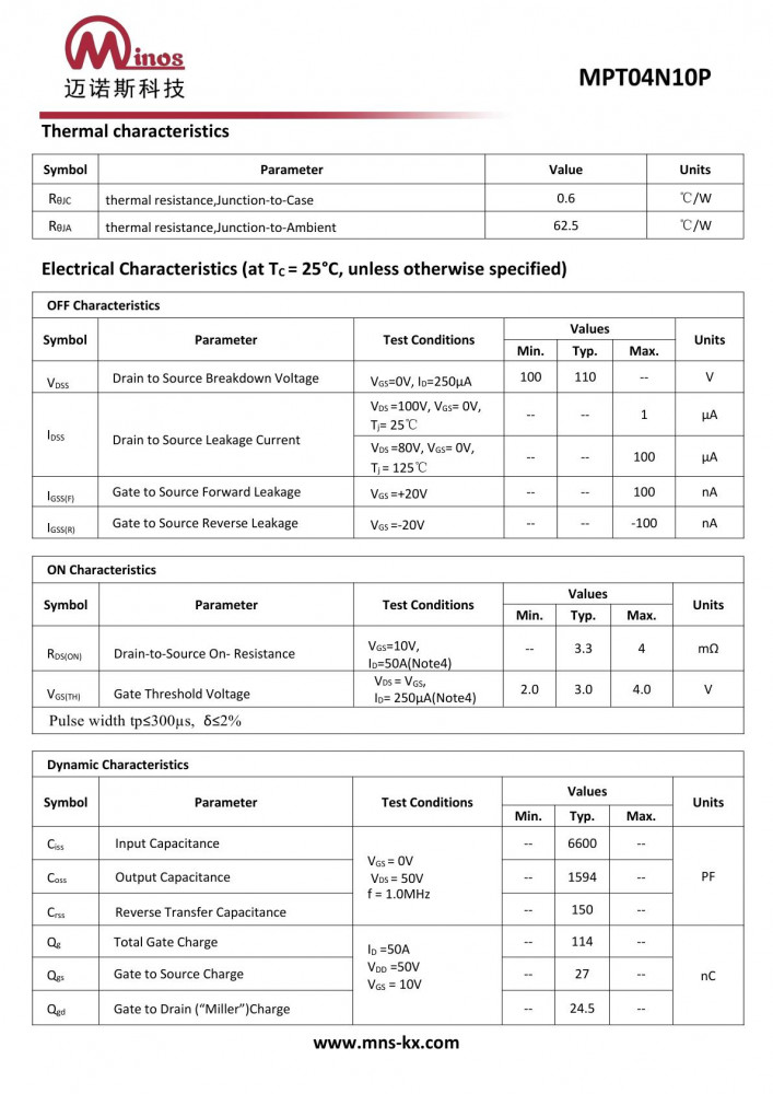 MPT04N10P datasheet page 2