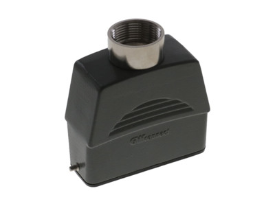 Heavy-Duty High Performance-Harsh Environment (HP-HE) Screw Locking Hood, Zinc Alloy, Size 24B «104x27», Pg21 Thread, Black
