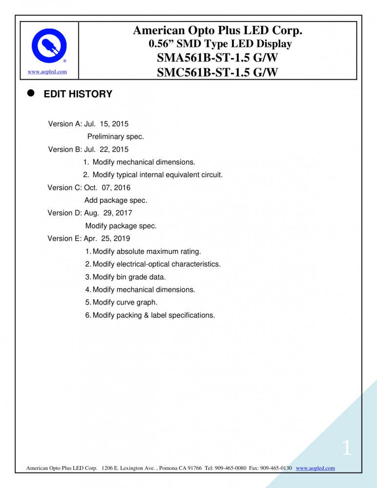 SMC561B-ST-1.5 G/W datasheet page 1