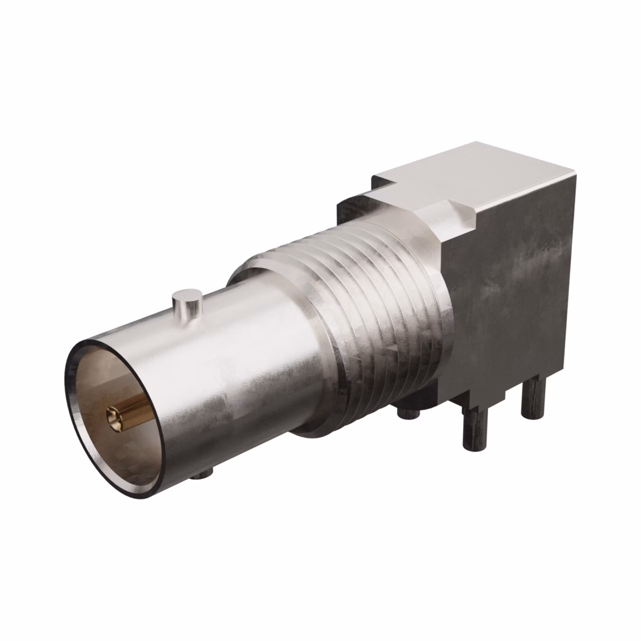 Mini-BNC Jack, Right-Angle, Bulkhead Receptacle, PCB, Through Hole, Die Cast Body, Nickel (Ni) Plated, PCB, 75 Ohms for sale