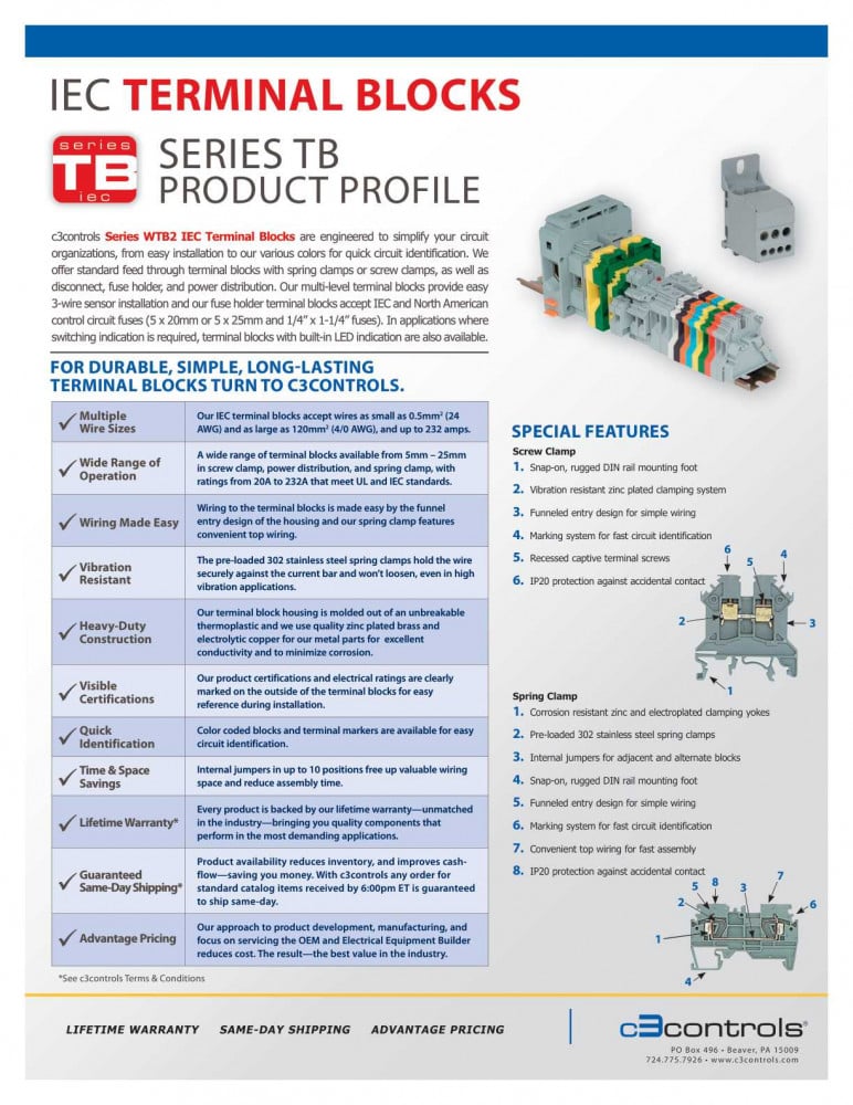 c3controls WTB2 IEC terminal blocks documentation page 1