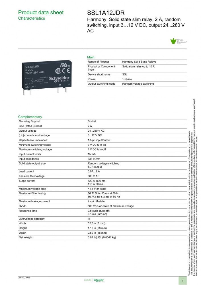 SSL1A12JDR technical document page 1
