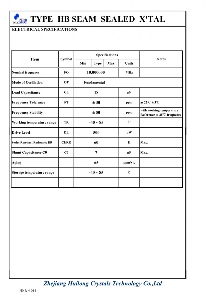 HB10000X004 specification page 2