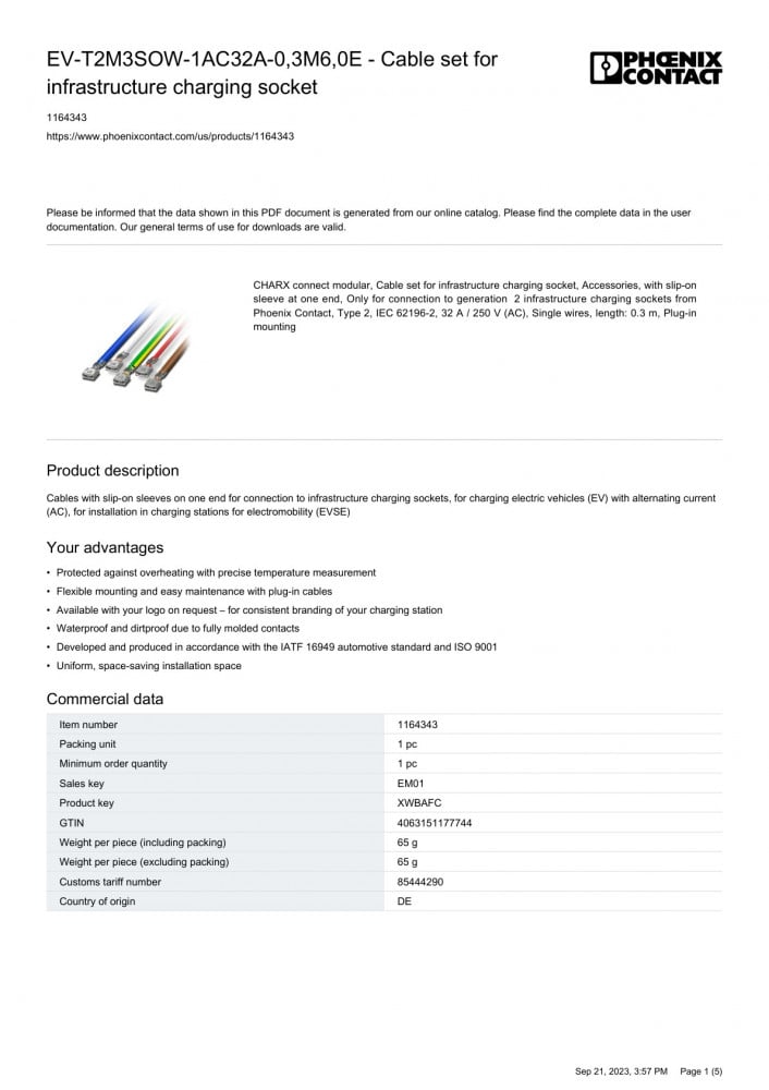 Phoenix Contact 1164343 technical document page 1