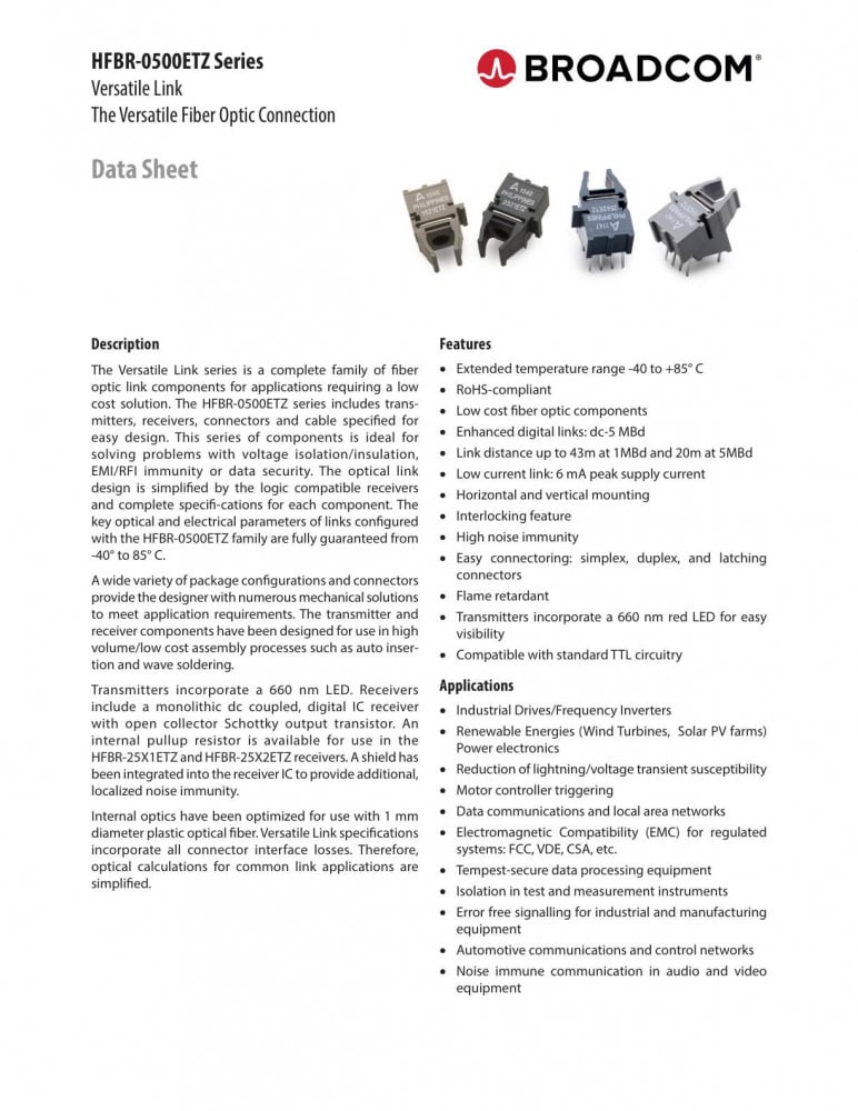HFBR-1521ETZ datasheet page 1