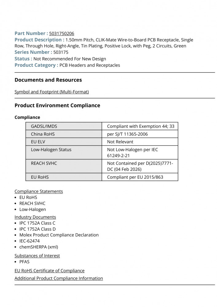 MOLEX 5031750206 product document image 1