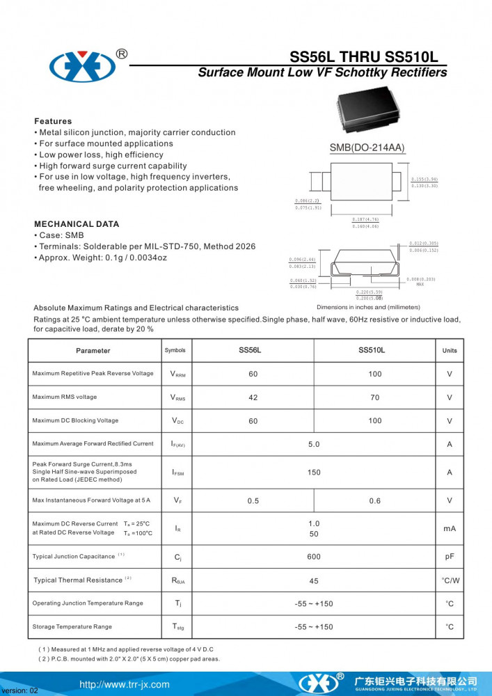JUXING SS510L datasheet page 1