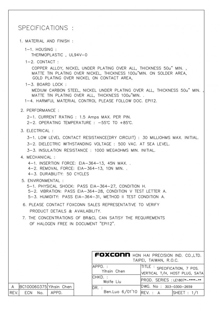 FOXCONN LE18077-Z54B-4H specification page 2