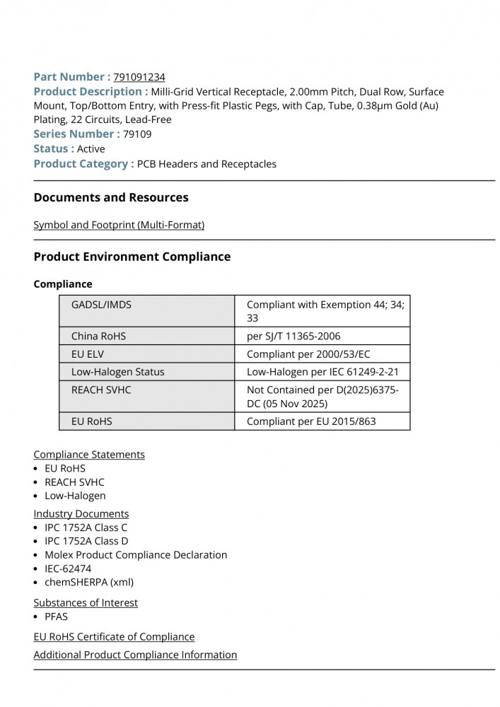 MOLEX 791091234 document preview, page 1