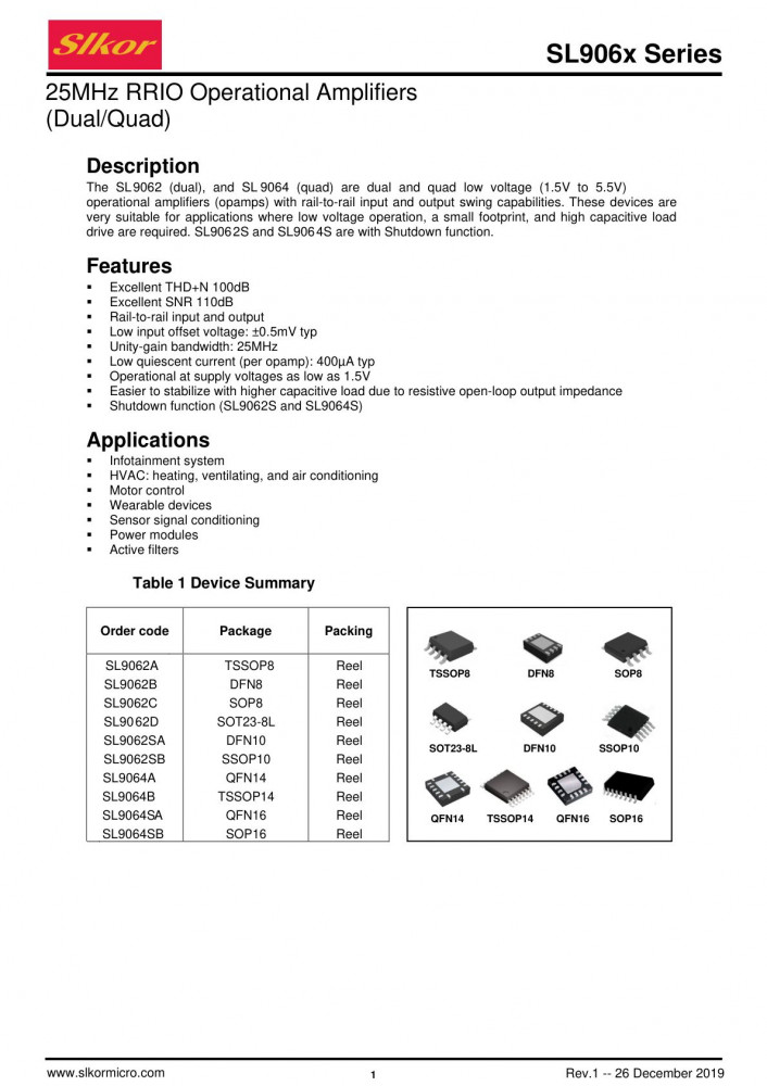 SL9062C datasheet page 1