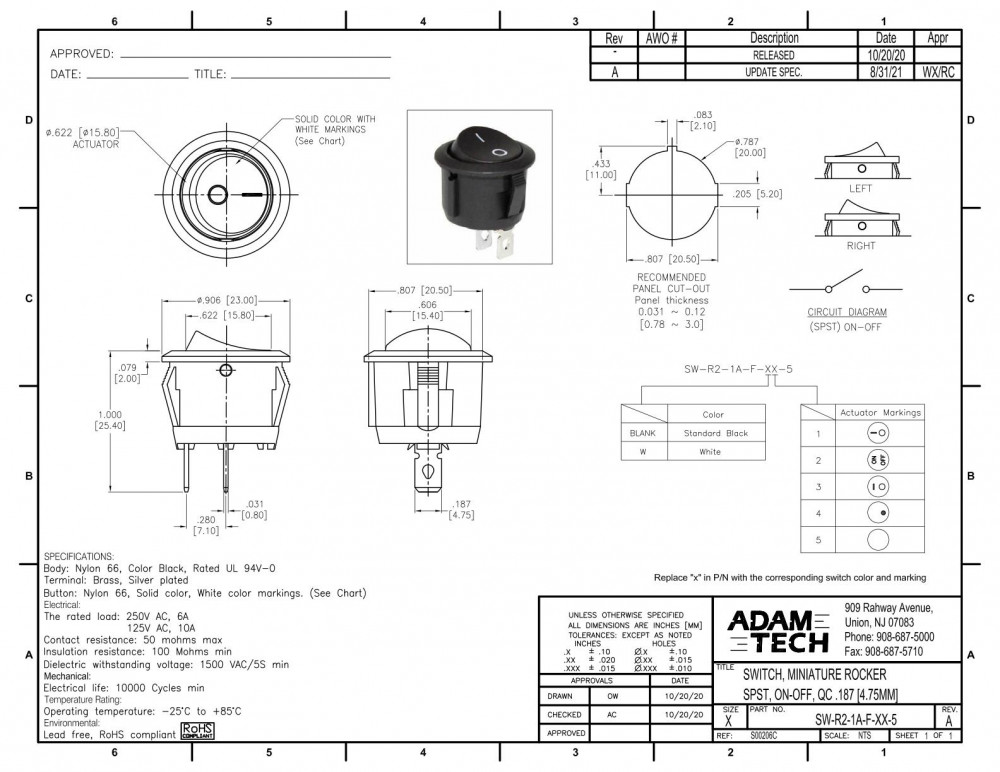 ADAM TECH SW-R2-1A-F-XX-5 technical drawing preview