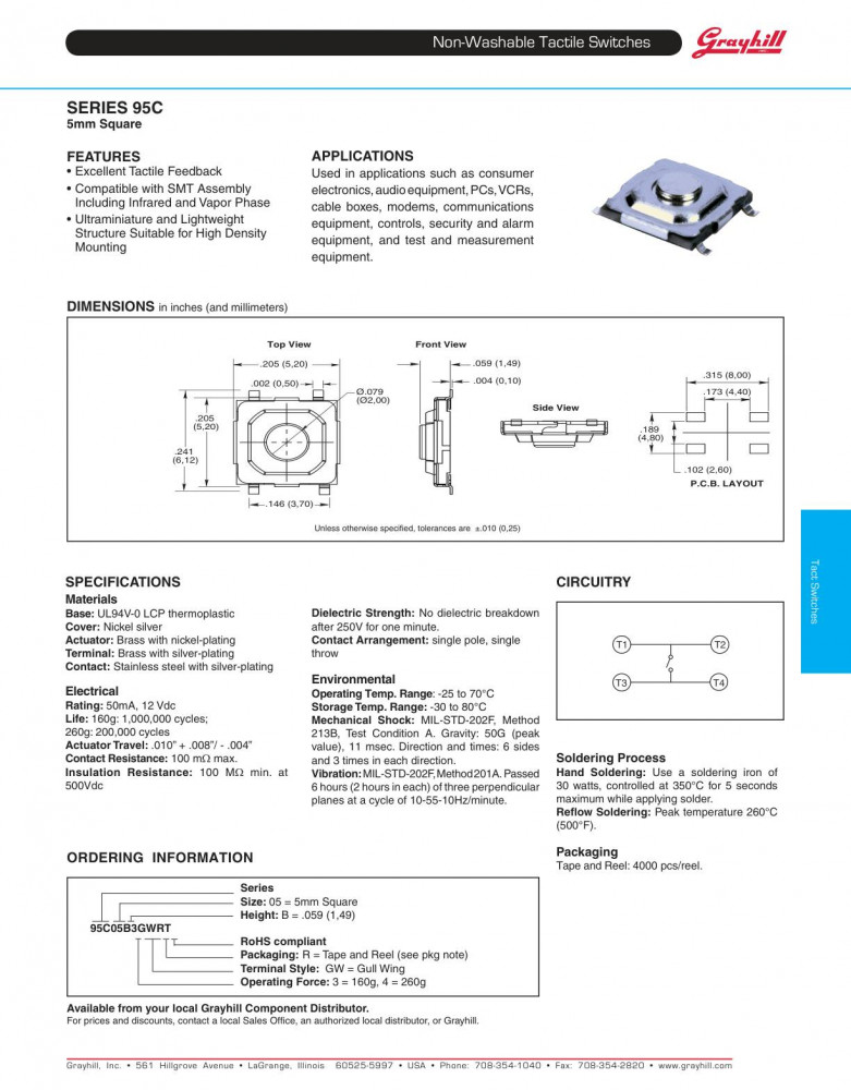 Grayhill Series 95C technical document page