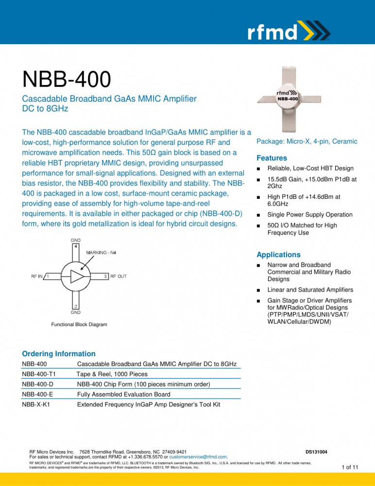 NBB-400 datasheet page 1