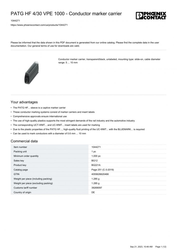 Phoenix Contact 1044271 document page 1