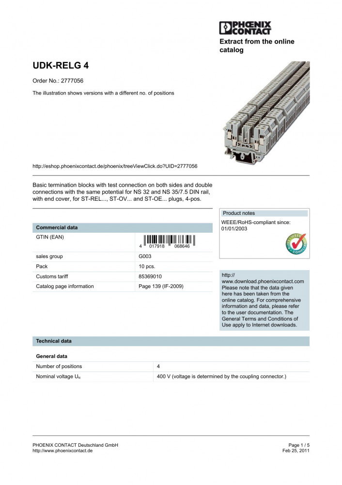Phoenix Contact 2777056 technical document page 1