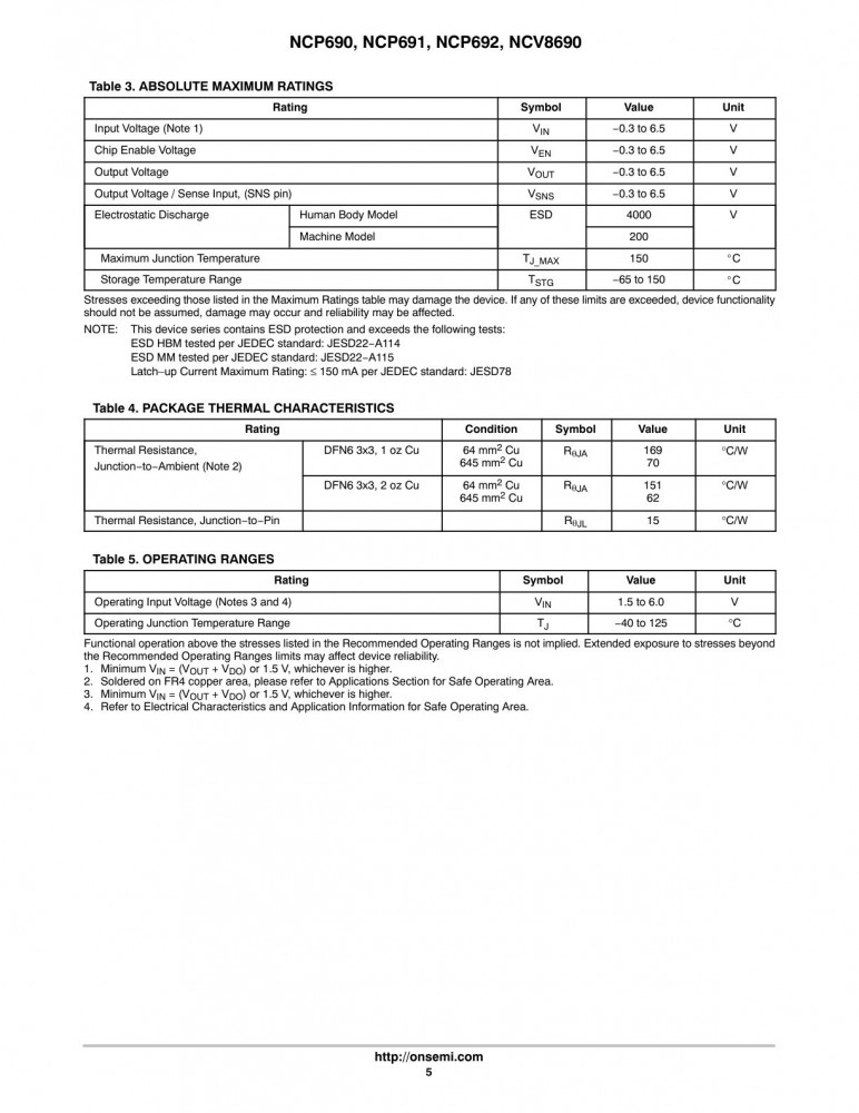NCP692 technical document page 5