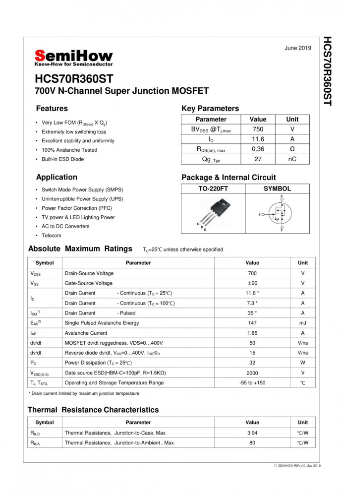 HCS70R360ST datasheet page 1