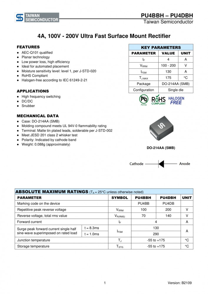 PU4DBH datasheet preview page 1