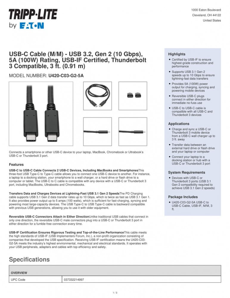 U420-C03-G2-5A technical document page 1