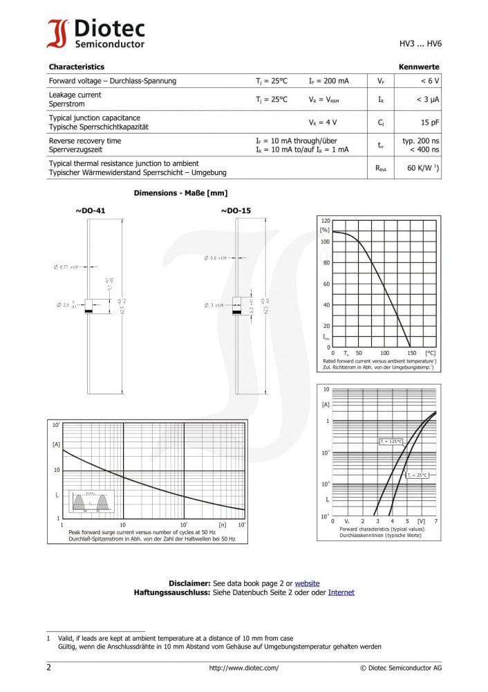 DIOTEC HV4 datasheet page 2