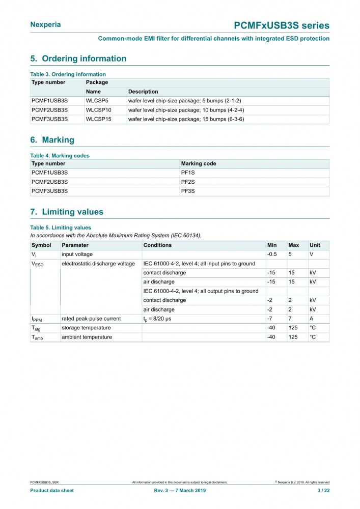 PCMF3USB3SZ datasheet page 3