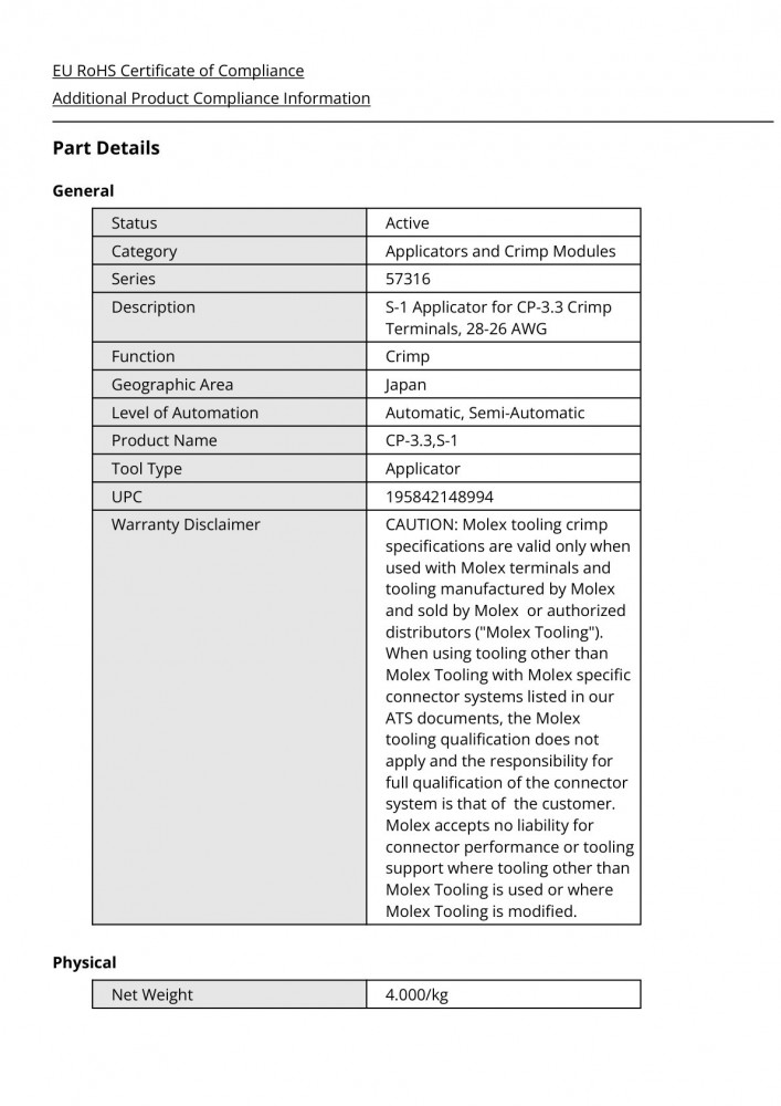 Tooling document image 2 for MOLEX 573163720