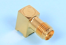 SMA Jack, Reverse Polarity, Right-Angle, Bulkhead Receptacle, PCB, Through Hole, Brass Body, Nickel (Ni) Plated, Jam Nut and Lockwasher Not Included, 2.79mm Leg Length 50 Ohms