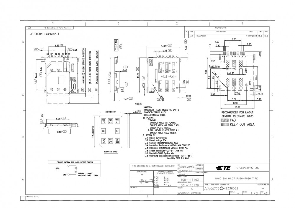 TE Connectivity 2336582-1 technical document page 1