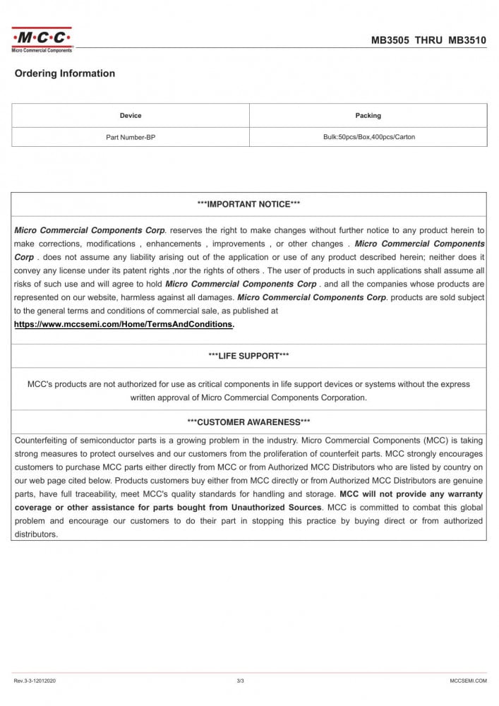 MB3505-BP datasheet page 3