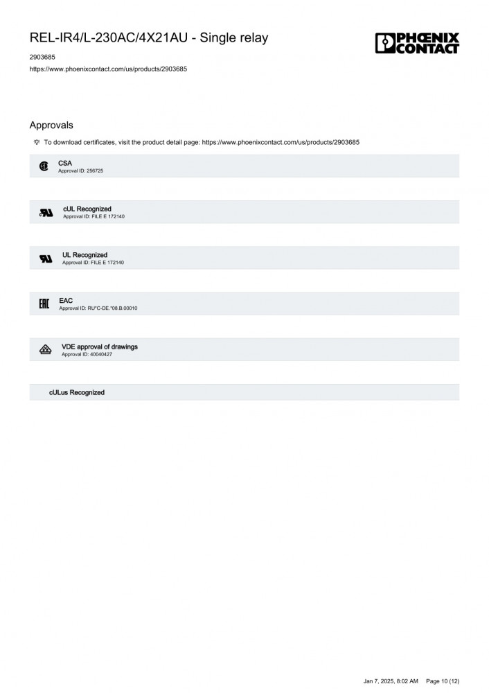 Phoenix Contact 2903685 technical document page 10