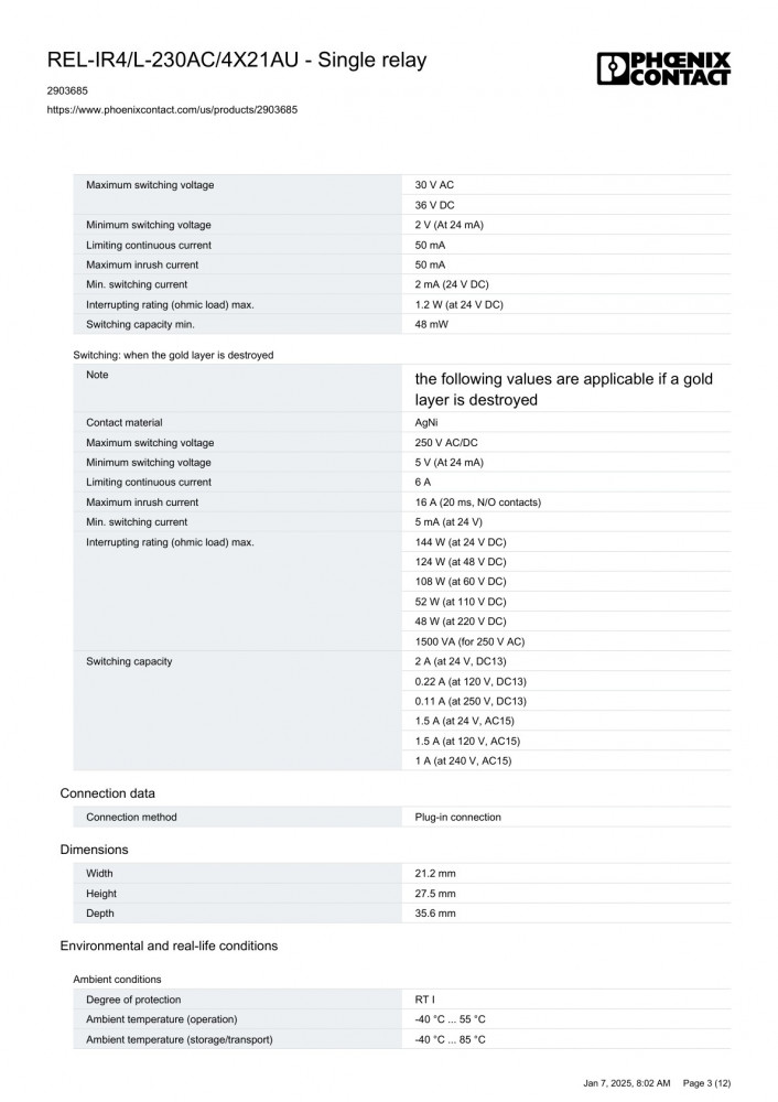 Phoenix Contact 2903685 technical document page 3
