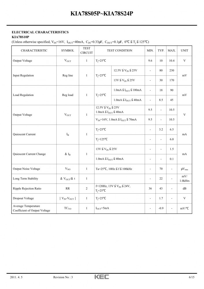KIA78S05P-AT/P datasheet page 6