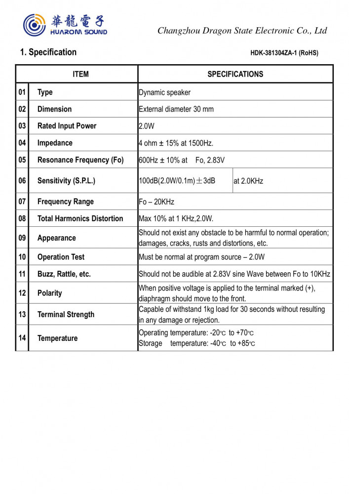 HDK-381304ZA-1 approval specification page 2