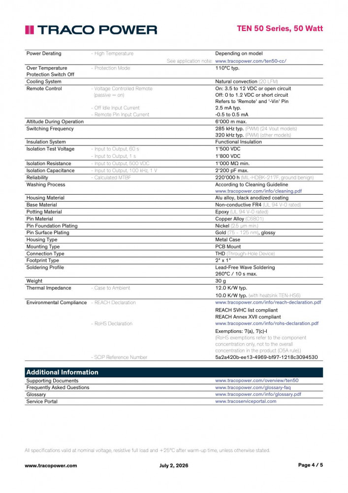 TEN 50 Series technical document page 4