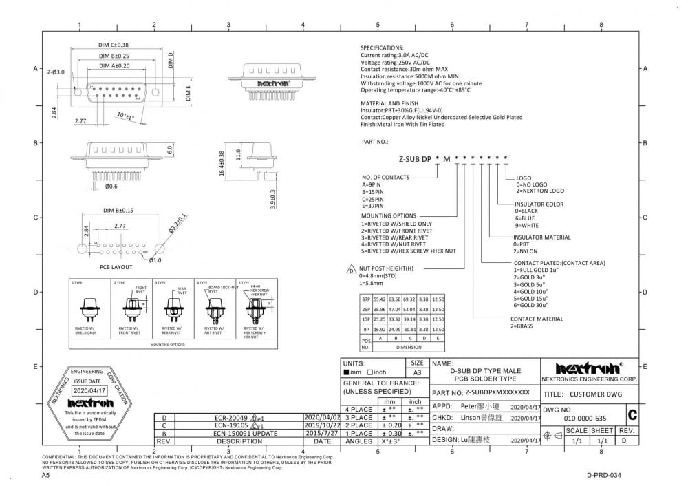Nextron Z-SUBDPAM1021022 technical drawing