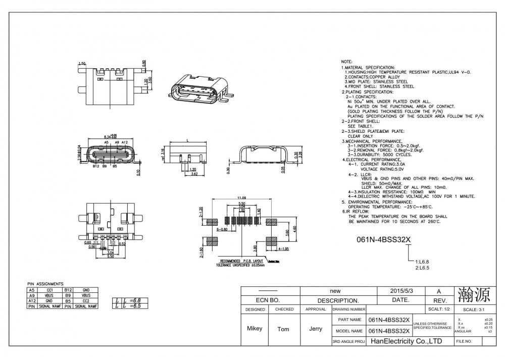 061N-4BSS322 technical drawing and specification page