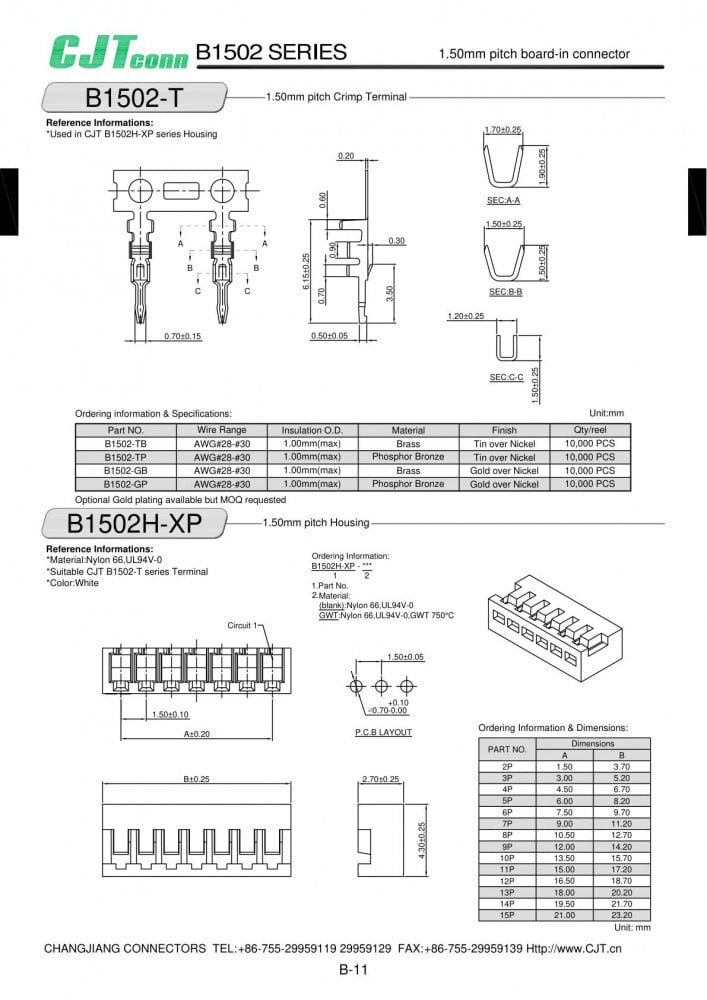 CJT B1502H series technical document page 2