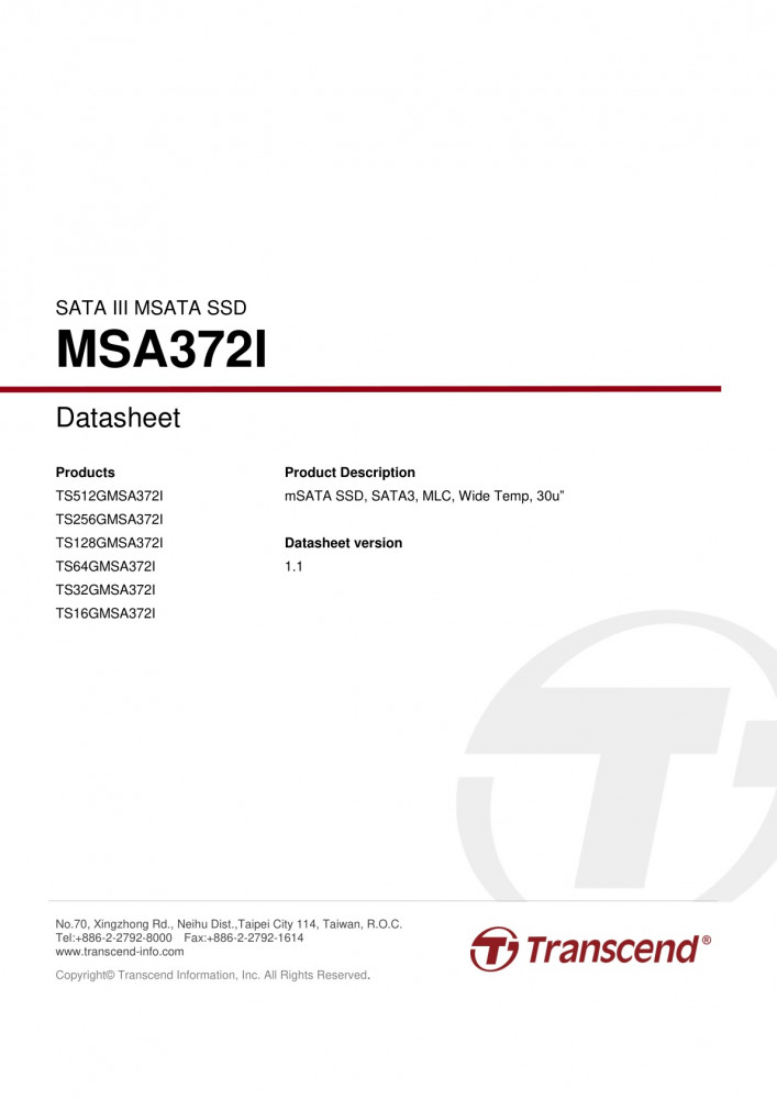 MSA372I datasheet page 1