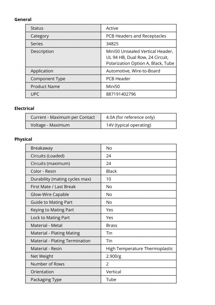 Technical document image for Molex 348259240, page 2