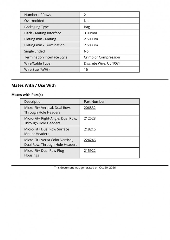 Technical document image 3 for MOLEX 2261992064