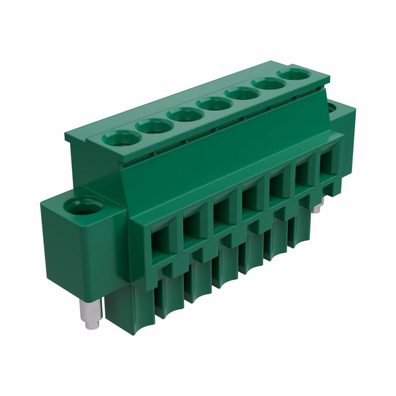 3.81mm Pitch Eurostyle Vertical Plug, with Retention Screws and Reverse Imprinting, Rear Wire Entry, Green Housing, 7 Circuits for sale