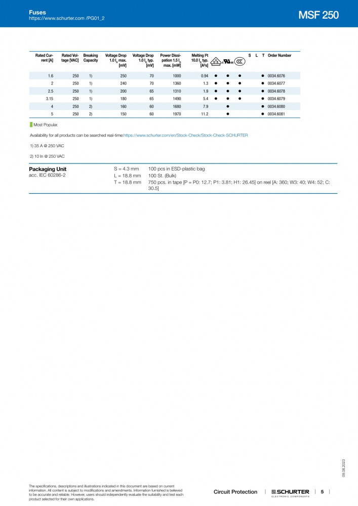 SCHURTER 0034.6008 datasheet page 5