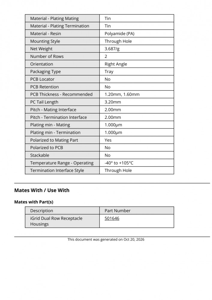 MOLEX 5018763444 technical document page 3