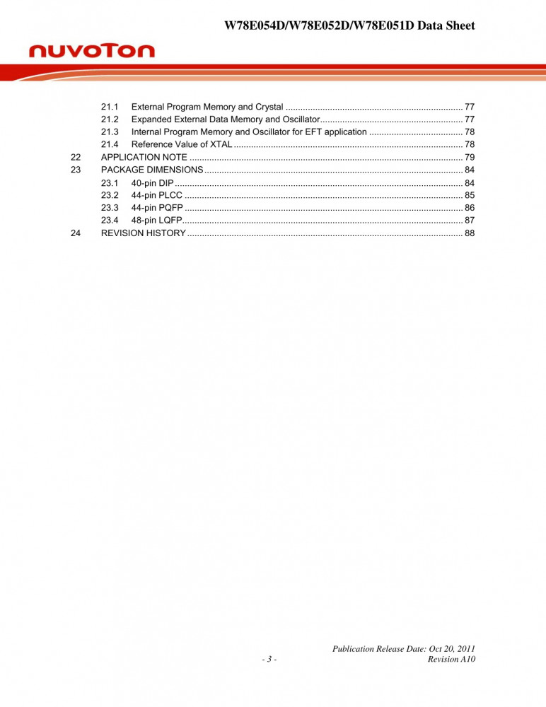 W78E051DLG datasheet page 3